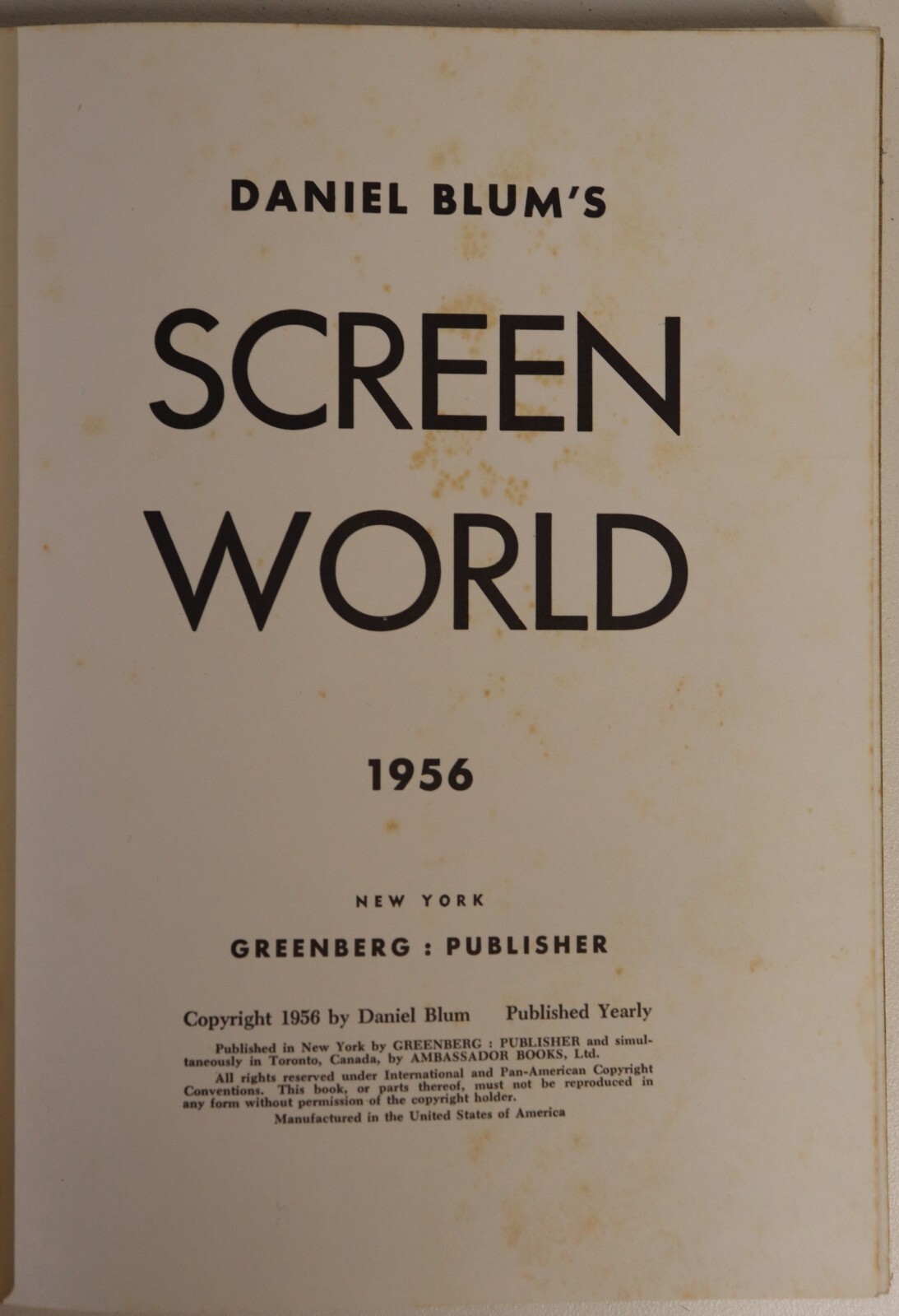 1956 Daniel Blum's Screen World Vintage Film & Cinema History Book | eBay Australia