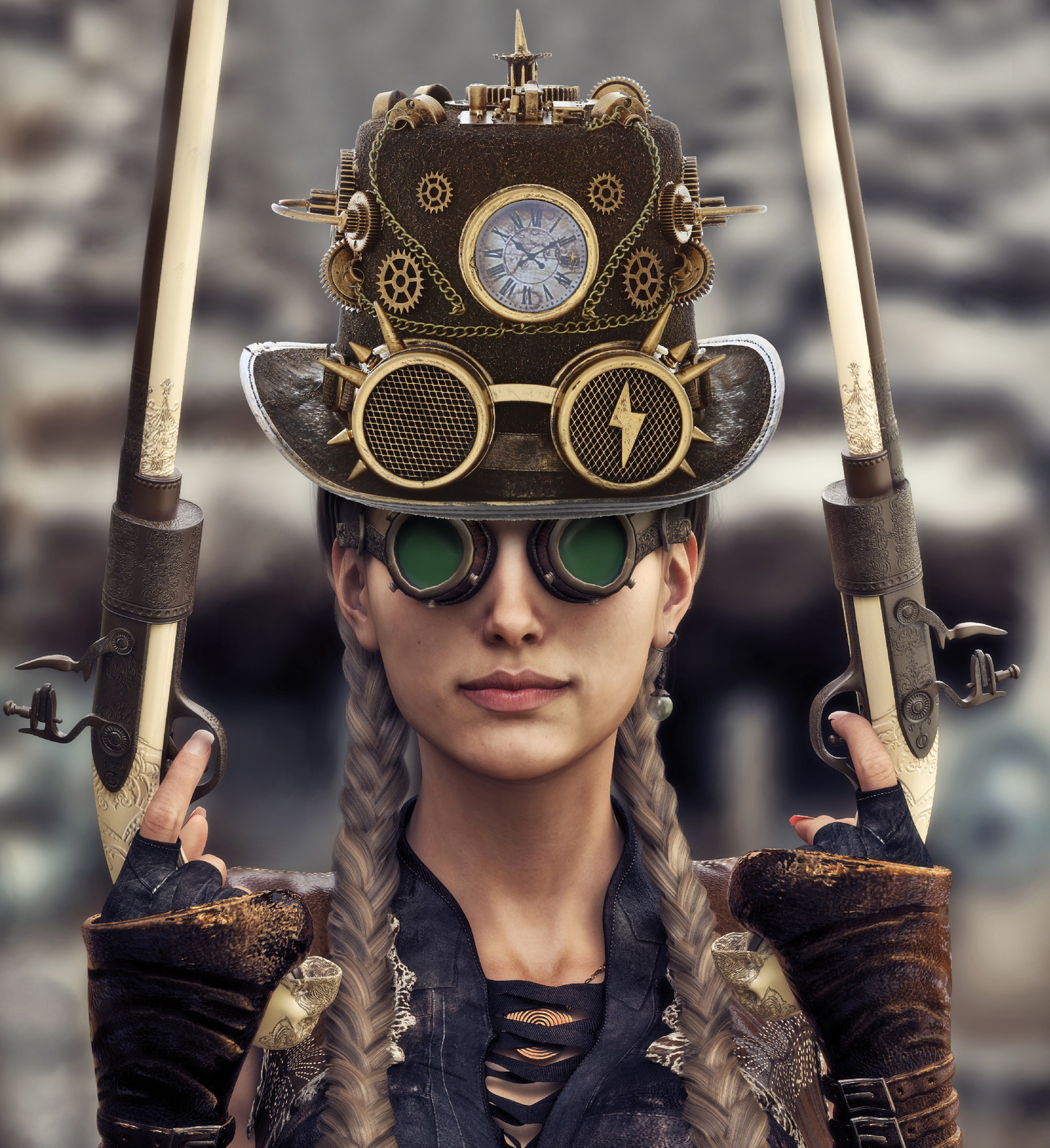 Attitude Studio Time Traveler Gold Steampunk Top Hat with Goggles ...