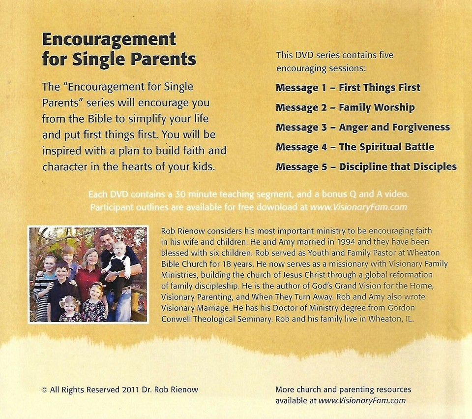 Visionary Parenting: Encouragement for Single Parents (DVD, 2011) | eBay