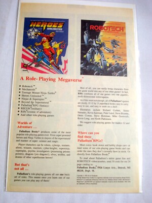 1992 Palladium Books Color Ad Robotech, Heroes Unlimited | eBay