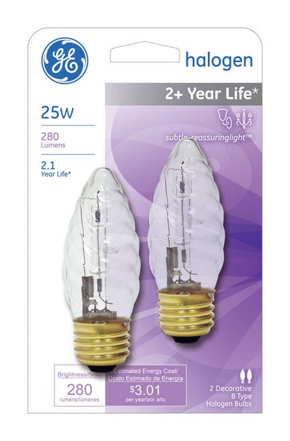 GE Lighting 16766 Halogen 25-watt 280-Lumen Flame Tip Light Bulb with ...