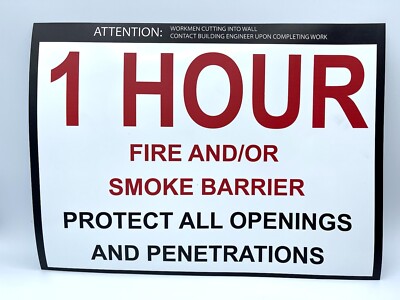 1 Hour firewall Sign sticker (50 Pack) meets OSHA Requirements | eBay