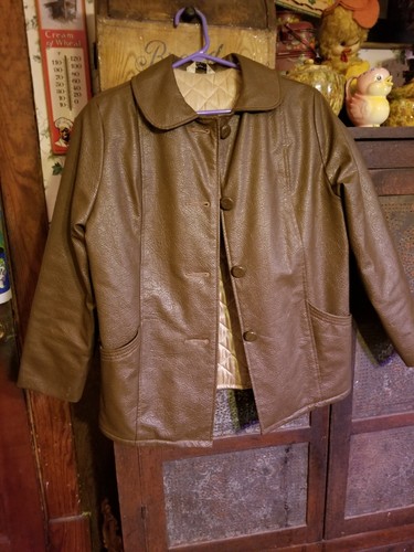 Vintage 1950s/1960s FINGERHUT Button-Up Coat Jacket w Pockets Naugahyde ...