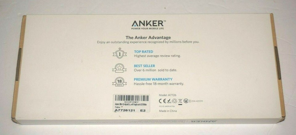 Anker Ultra Compact Bluetooth Keyboard Model: A7726 - Silver/White NEW ...