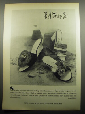 1957 B. Altman & Co. Sorrentos Shoes Ad - Sorrentos, our own raffias | eBay