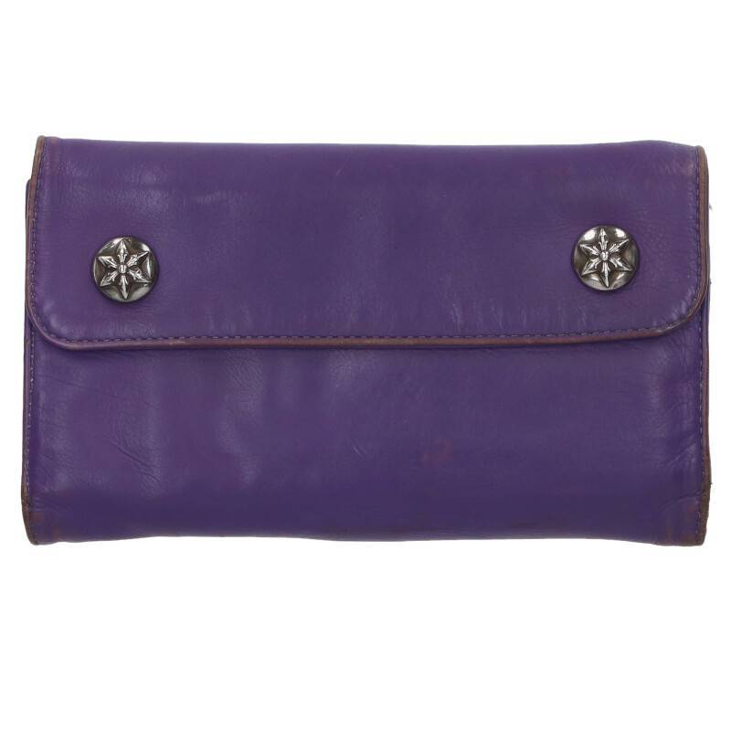 Chrome Hearts Wave Cross Ball Star Button Leather Wal… - Gem