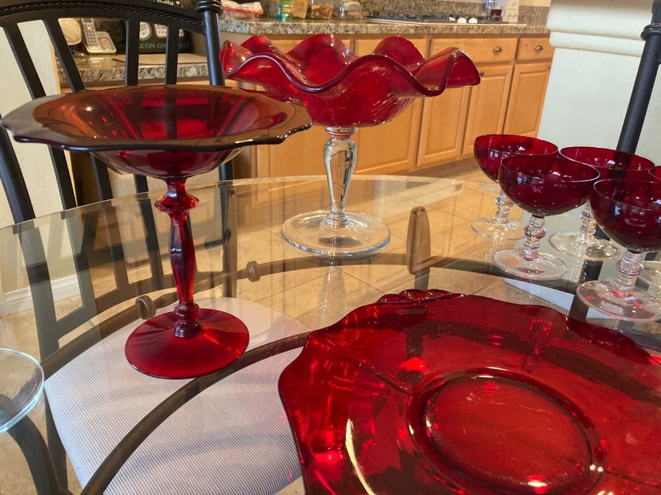 Red Glass Set 19 Pieces | eBay