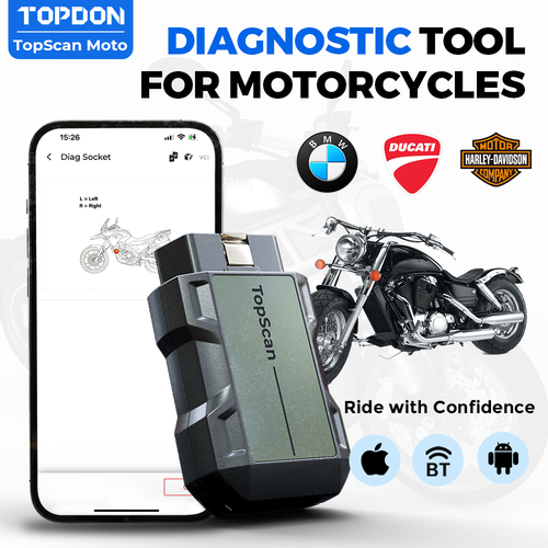 TOPDON TOPSCAN Motorcycle OBD2 Scanner Diagnostic Scan Tool Full System ...