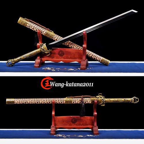 43" Leopard Sharp Sword 1095 Steel Handmade Chinese Tang Dao Black ...