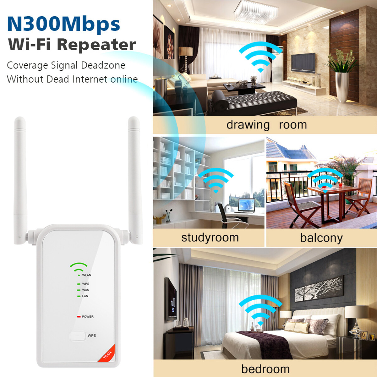 AC 1200M Dual-Band Wifi Extender Repeater Wireless Router Signal Range ...