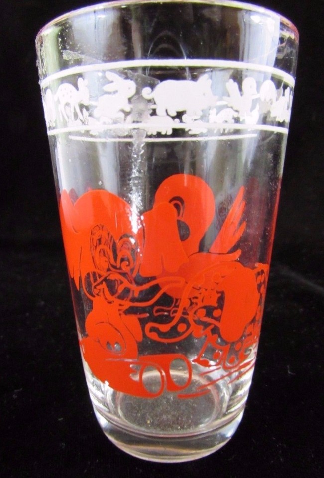 Vintage Swanky Swig Glass Red Baby Elephant Birds 1950s Kraft Mid ...