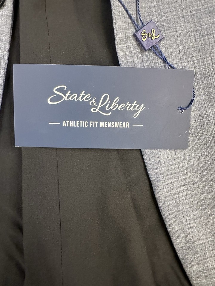 State & Liberty Athletic Fit Stretch Blazer Heathered Grey Men’s Size ...