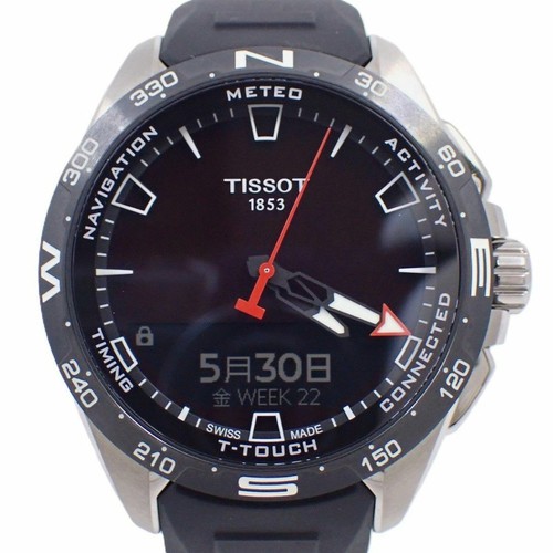 TISSOT T Touch Connect Solar Ana Digi Men Watch Black Dial Rubber Strap ...