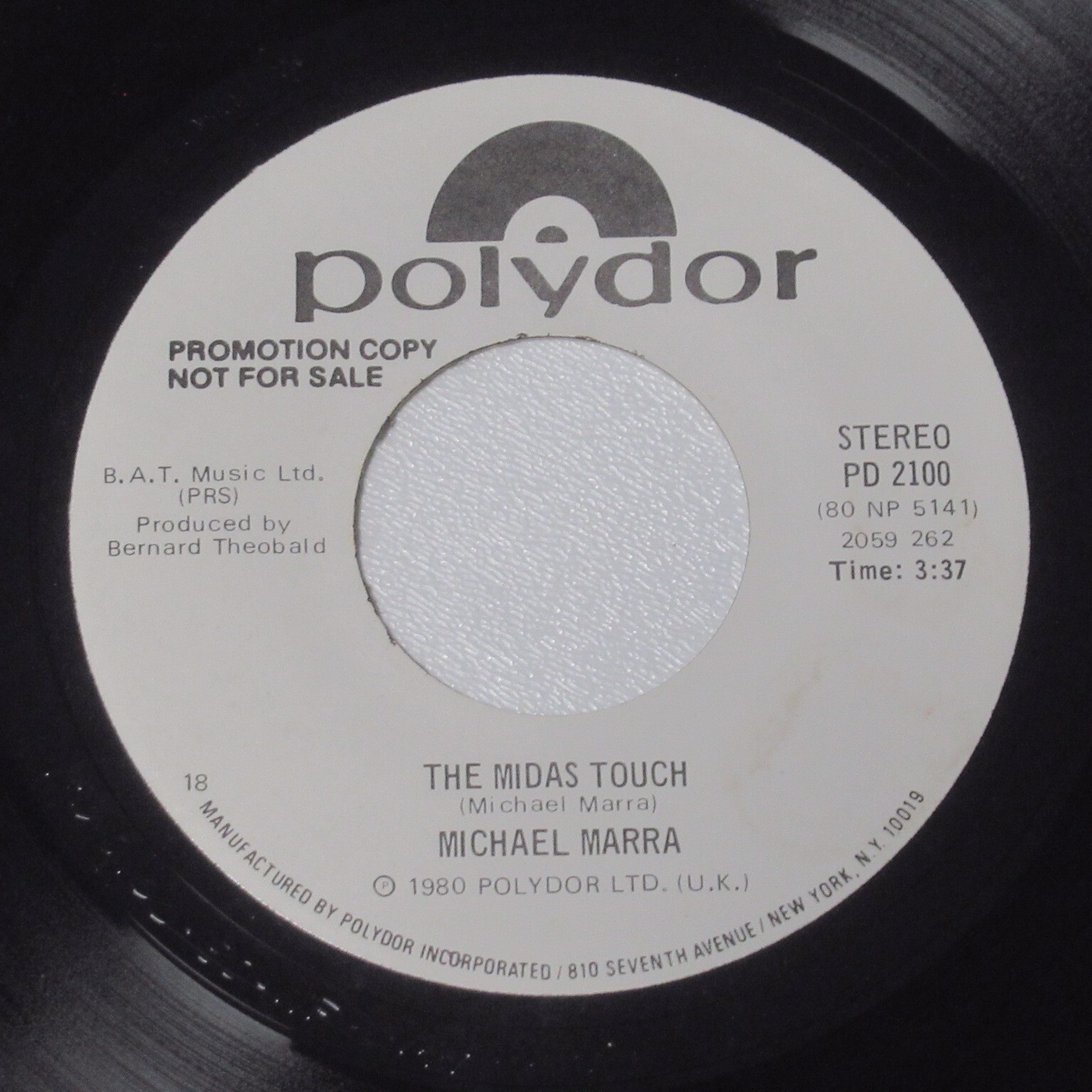 Michael Marra The Midas Touch Promo 7" 45 Record Polydor PD 2100 1980 ...