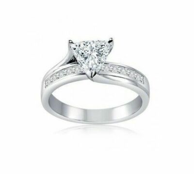 Trillion Cut CZ 2.00 Ct White Engagement Wedding Ring In 14k White Gold ...