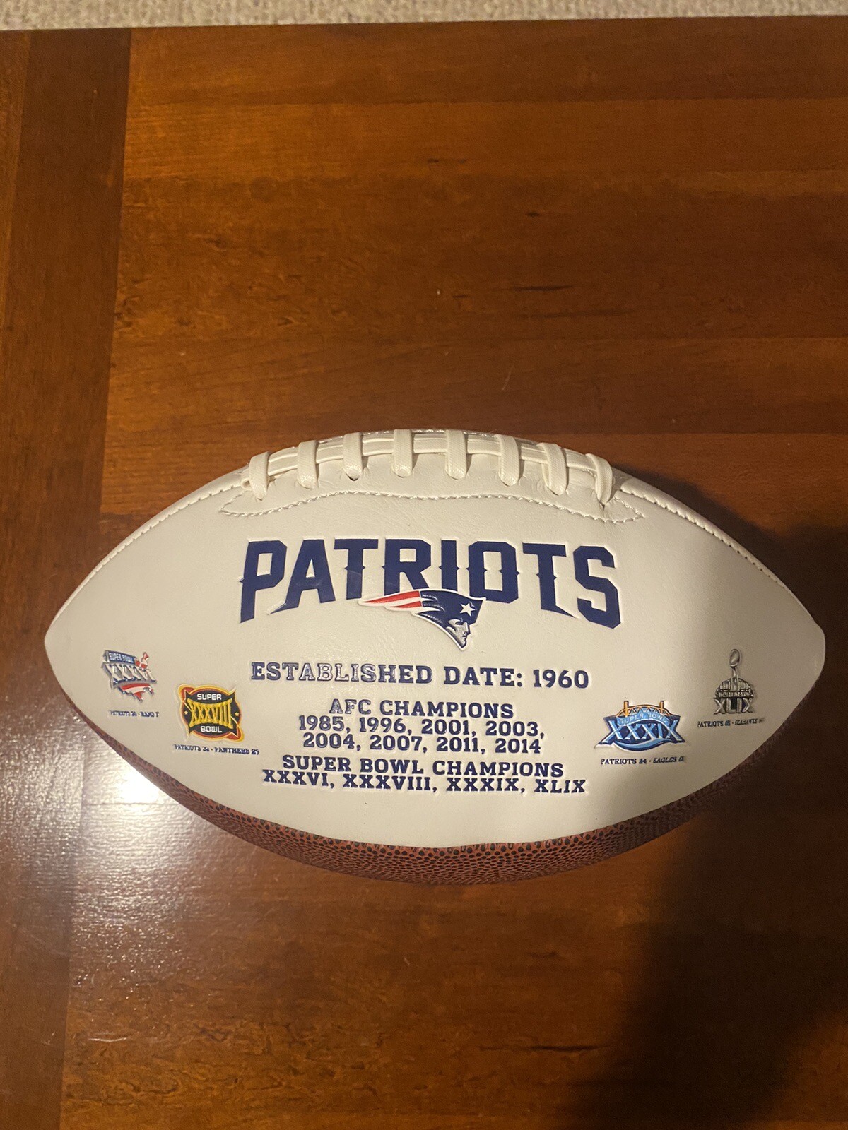 NFL New England Patriots 4X SB Champs Commemorative Football w/ Display ...