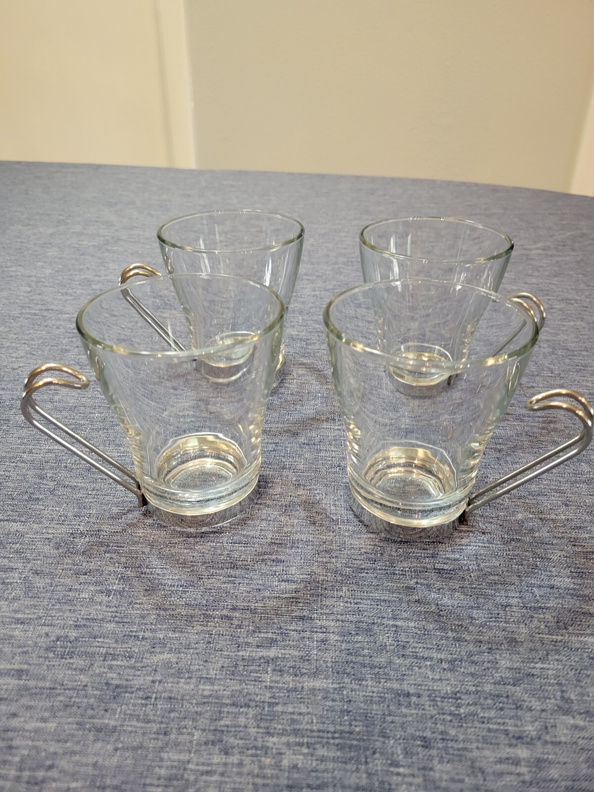 Vintage Bormioli Rocco Cappuccino Cups Wire Handle Tempered Glass Italy ...