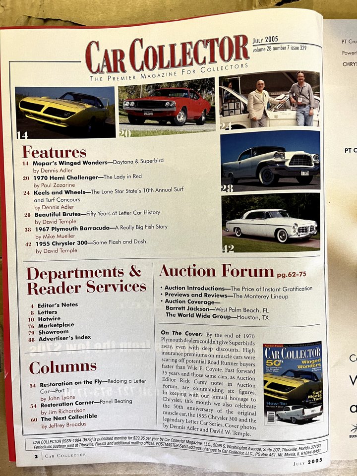Car Collector Magazine July 2005 Superbird & Daytona Article How To ...