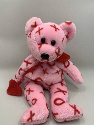 TY Pink Bear Valentine's day Holiday Hearts kiss kiss and hugs 8.5 ...