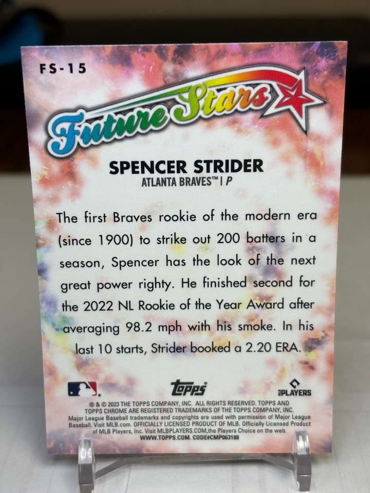 2023 Topps Chrome #FS-15 Spencer Strider (Future Stars) Atlanta Braves ...