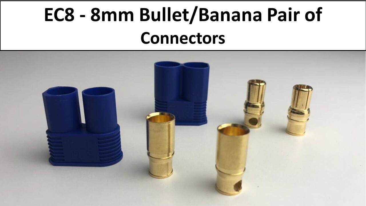 EC8 Connectors 8mm Pair Male Female Lipo ESC Charger Bullet Banana ...
