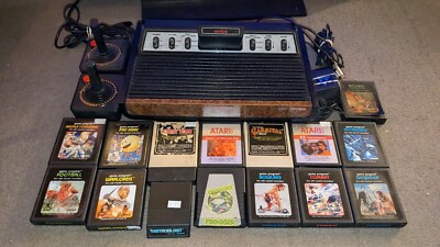 ATARI 2600 / SEARS TELE-GAMES HEAVY SIXER CONSOLE W/16 GAMES EXCELLENT ...