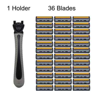 NEW MEN'S WAYSH RAZOR HOLDER HANDLE & 36 CARTRIDGES 3 BLADE SMOOTH ...