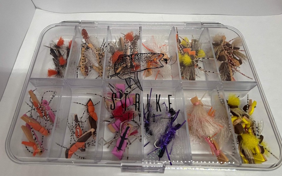 48 Piece Terrestrial Assortment with Fly Box- Strike Fly Company | eBay