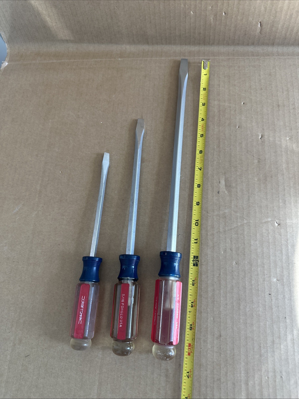 VTG Craftsman Flat Screwdrivers Set of 3: 3/8" 41588, 5/16" 41587, 1/4 ...