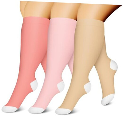3 Pairs Plus Size Compression Socks for 5X-Large 15 Contrast Brown ...