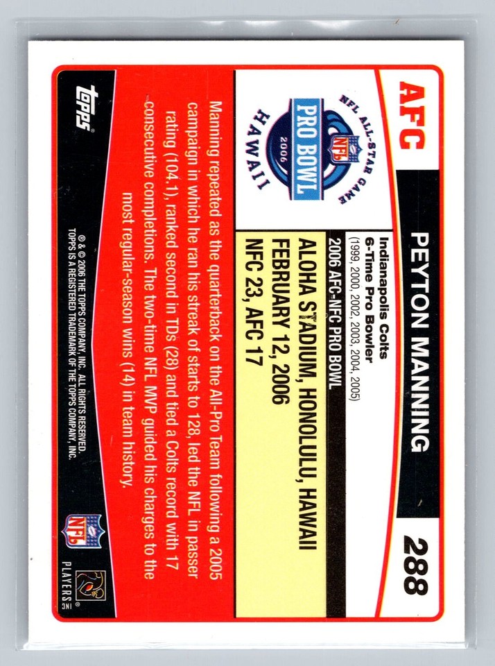 2006 Topps Peyton Manning #288 | eBay