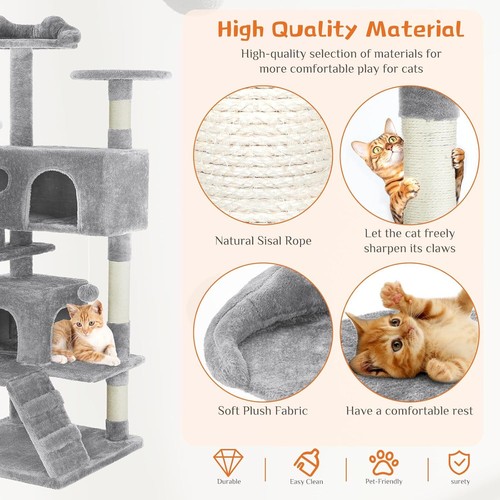 New- 54-Inch Cat Tree Tower – Multi-Level with Sisal Scratching Post ...