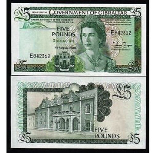 GIBRALTAR 5 POUNDS P-21 1988 QUEEN UNC EUROPEAN MONEY BILL BANK NOTE | eBay