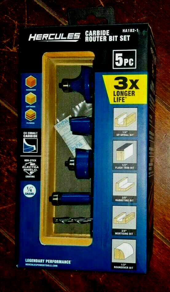 Hercules Carbide Router Bit 5 Piece Set HA182-1 JC571-3 for sale online ...