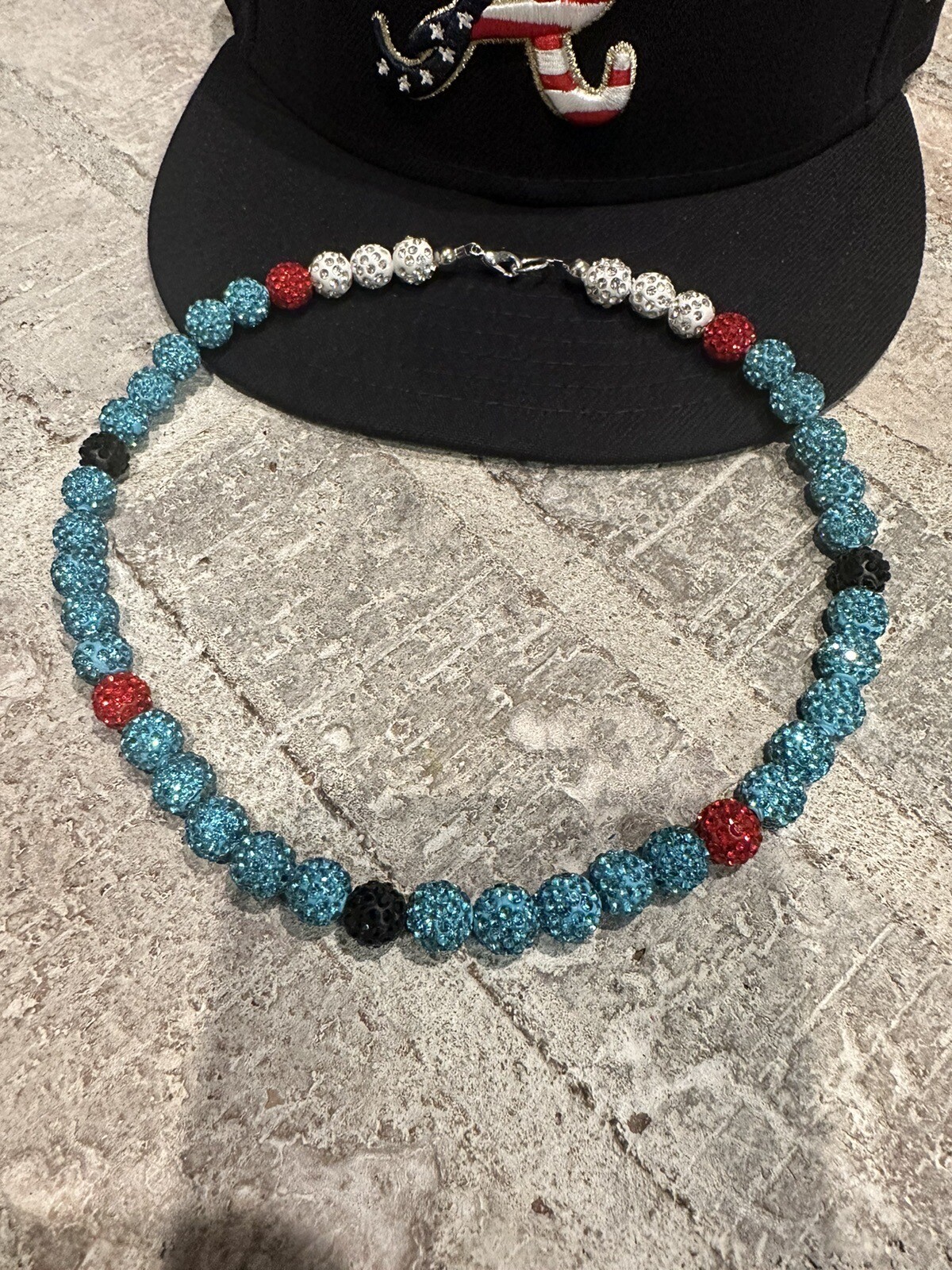 (CUSTOM SIZES) MLB Inspired Rhinestone Beaded Baseball Necklace (16” 18 ...