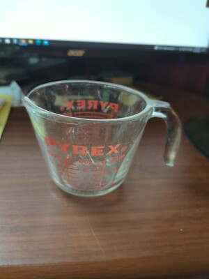 Vintage Pyrex 1 Cup/250mL Glass Measuring Cup Red Lettering & Open ...