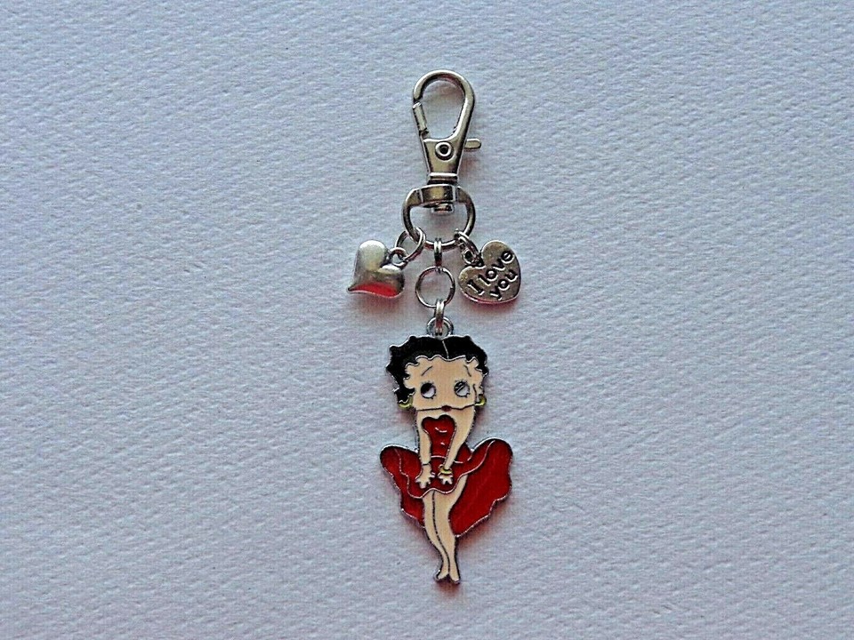 BETTY BOOP HEART LOVE YOU KEYCHAIN PURSE CLIP BACKPACK BAG CHARM FOB ...