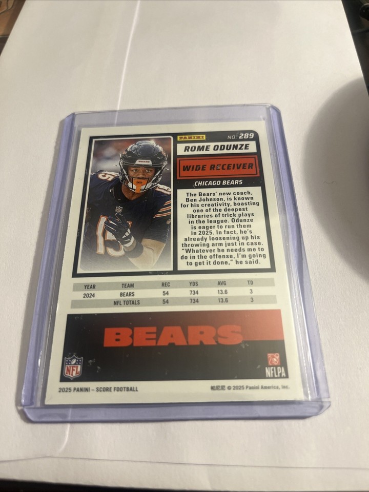 2025 Panini Football Score Rome Odunze Stars /499 #289 Chicago Bears | eBay