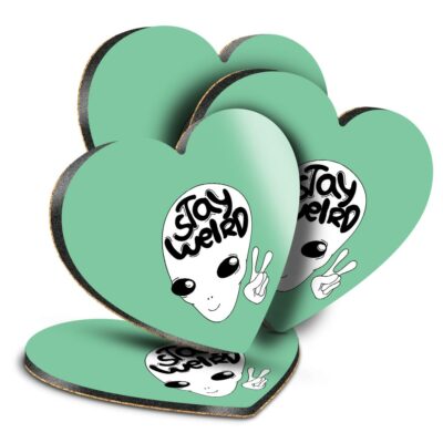 4x Heart MDF Coasters - Stay Weird UFO Alien Aliens Space #14724 | eBay
