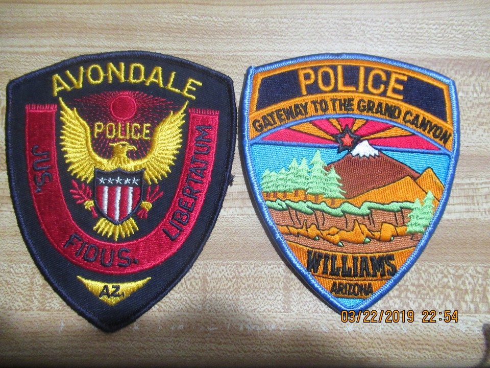 7 arizona police patchs eloy/flagstaff/springerville/avondale/payson ...