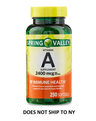 Spring Valley Vitamin A Softgels, 2400 mcg, 250 Count | eBay