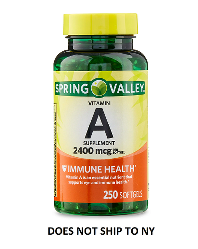 Spring Valley Vitamin A Softgels, 2400 mcg, 250 Count | eBay