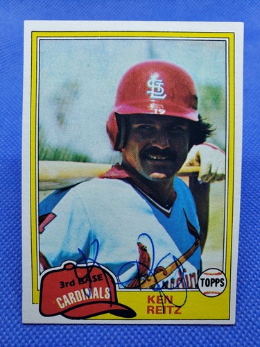 1981 Topps KEN REITZ Autograph Baseball card ST. LOUIS CARDINALS #441 ...