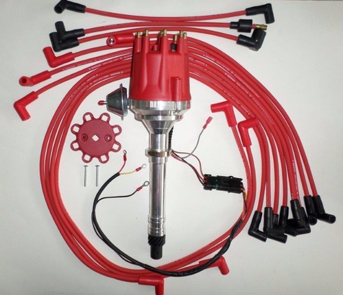 SMALL BLOCK CHEVY 350 Pro Series HEI Distributor + Plug Wires under ...