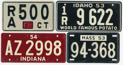 1953-54 General Mills Wheaties Bicycle Mini State License Plates | eBay