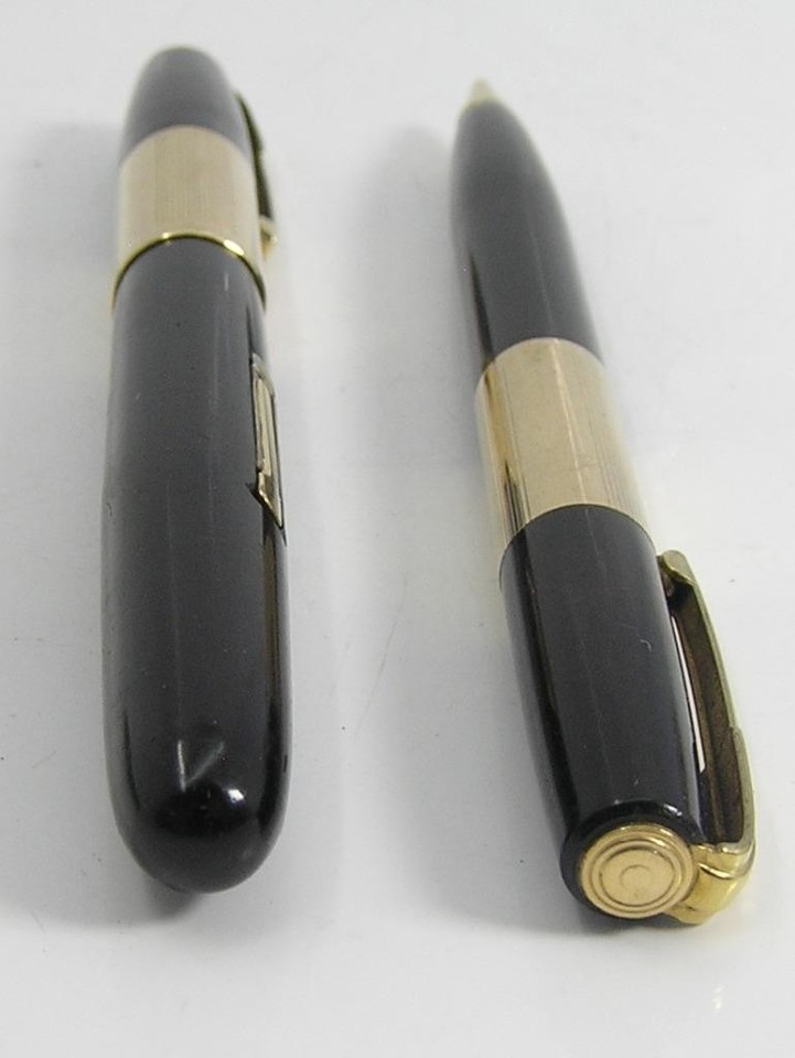 VINTAGE WATERMAN TAPERITE LEVER FILL FOUNTAIN PEN & PENCIL SET-BLACK ...
