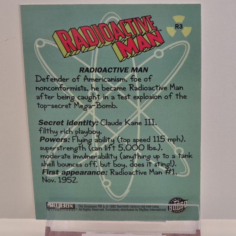 1993 SkyBox The Simpsons Radioactive Man #R3 | eBay