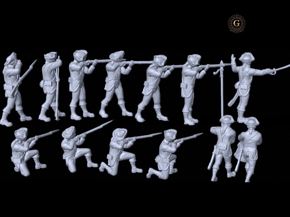 Revolutionary War/AWI Continental Infantry Firing Line X13 Figures 28mm ...