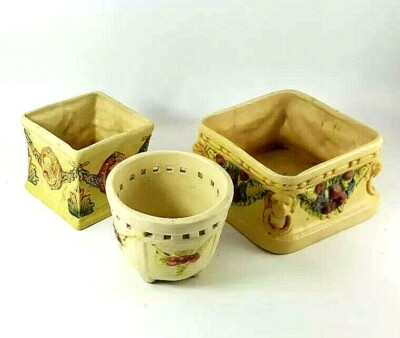 WELLER POTTERY ART DECO ROMA KENOVA CAMEO SQUARE PLANTER 3 Mixed Pcs ...