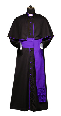 Catholic Black Roman Cassock with Shoulder Cape - Single Breasted ...